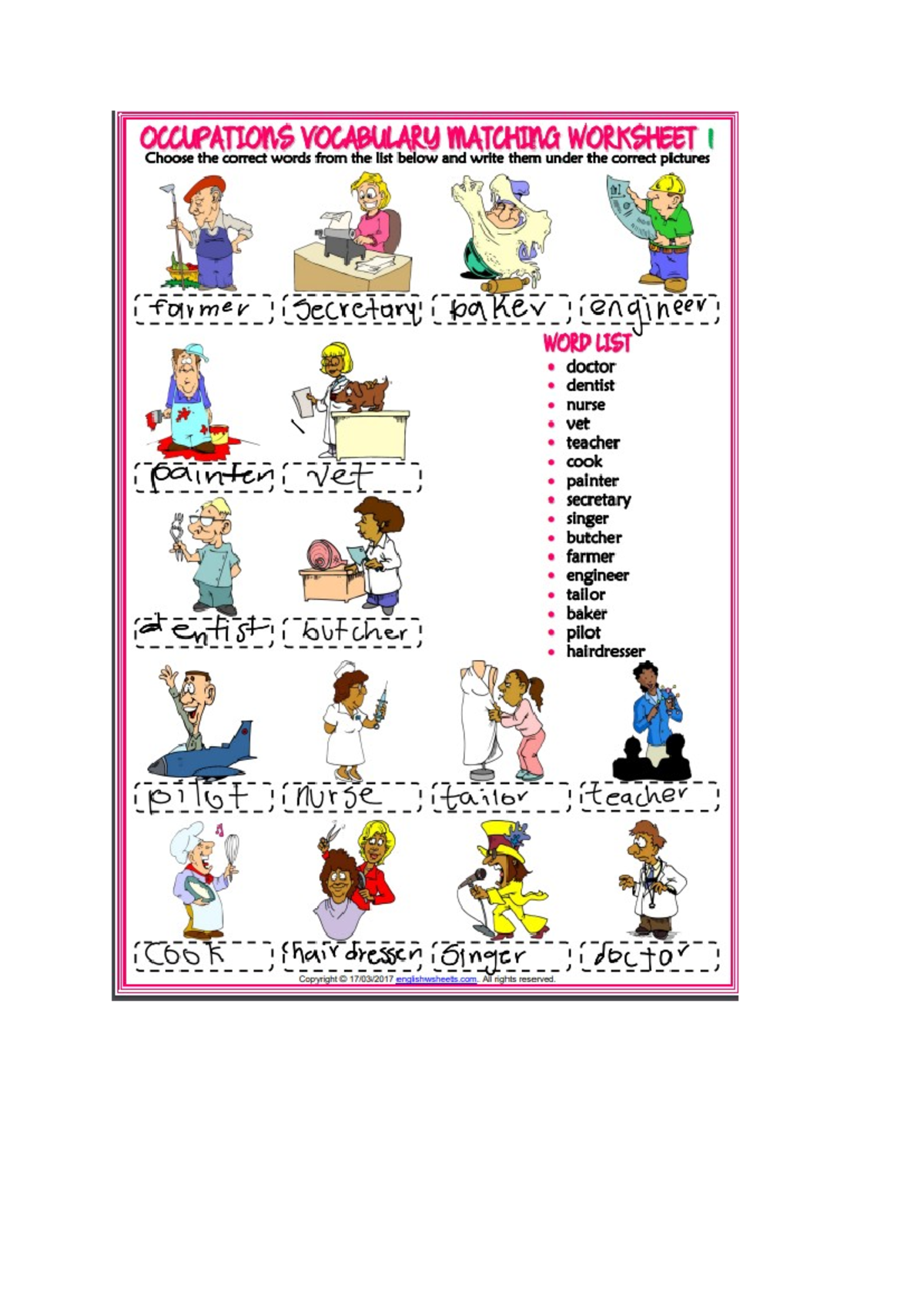 Occupations vocabulary esl matching exercise Worksheet - Lengua y ...