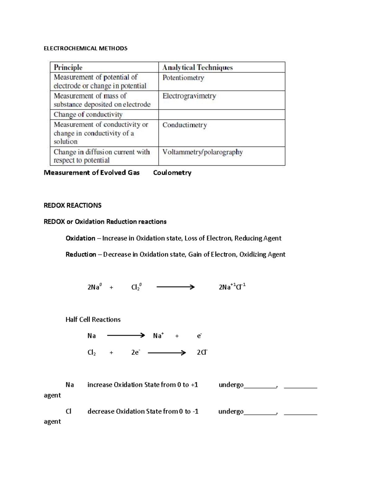 Electrochemistry - In electrolytic cell, oxidation occurs at the anode - ELECTROCHEMICAL METHODS ...