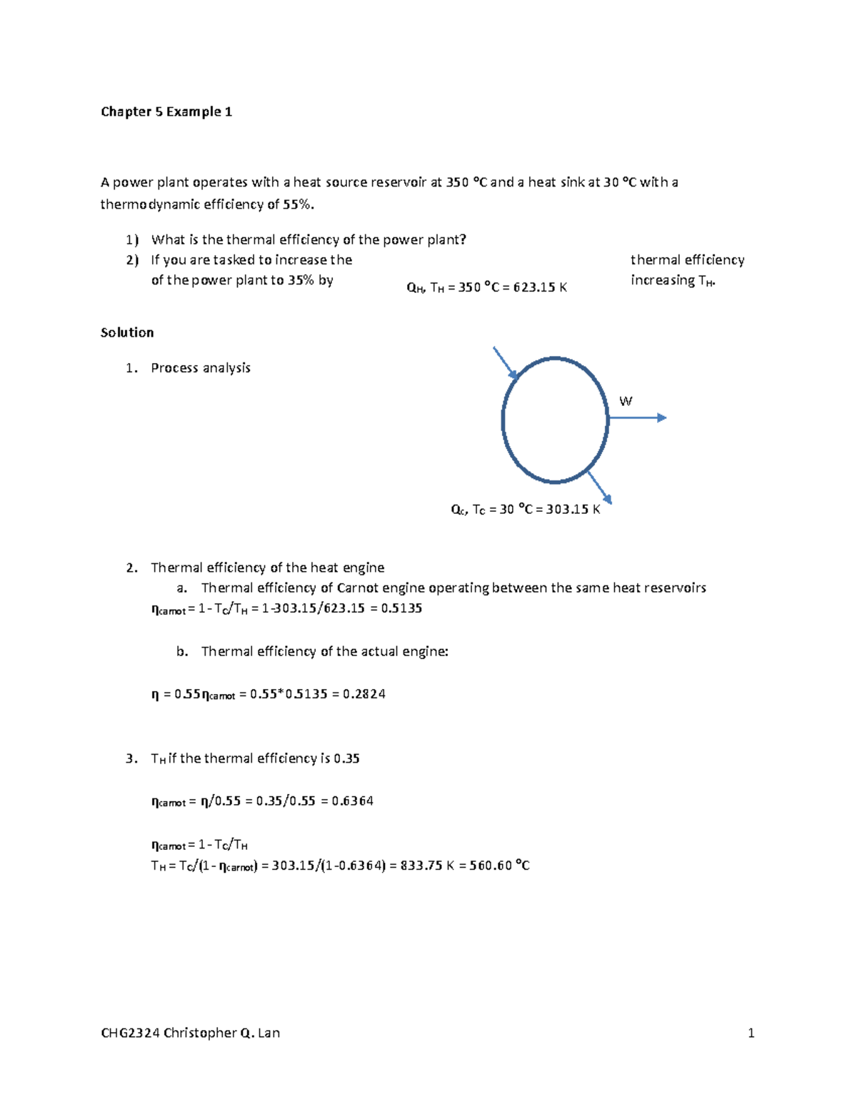 Solution Ch 5 Examples - CHG 2324 Christopher Q. Lan 1 Chapter 5 Example 1 A power plant ...