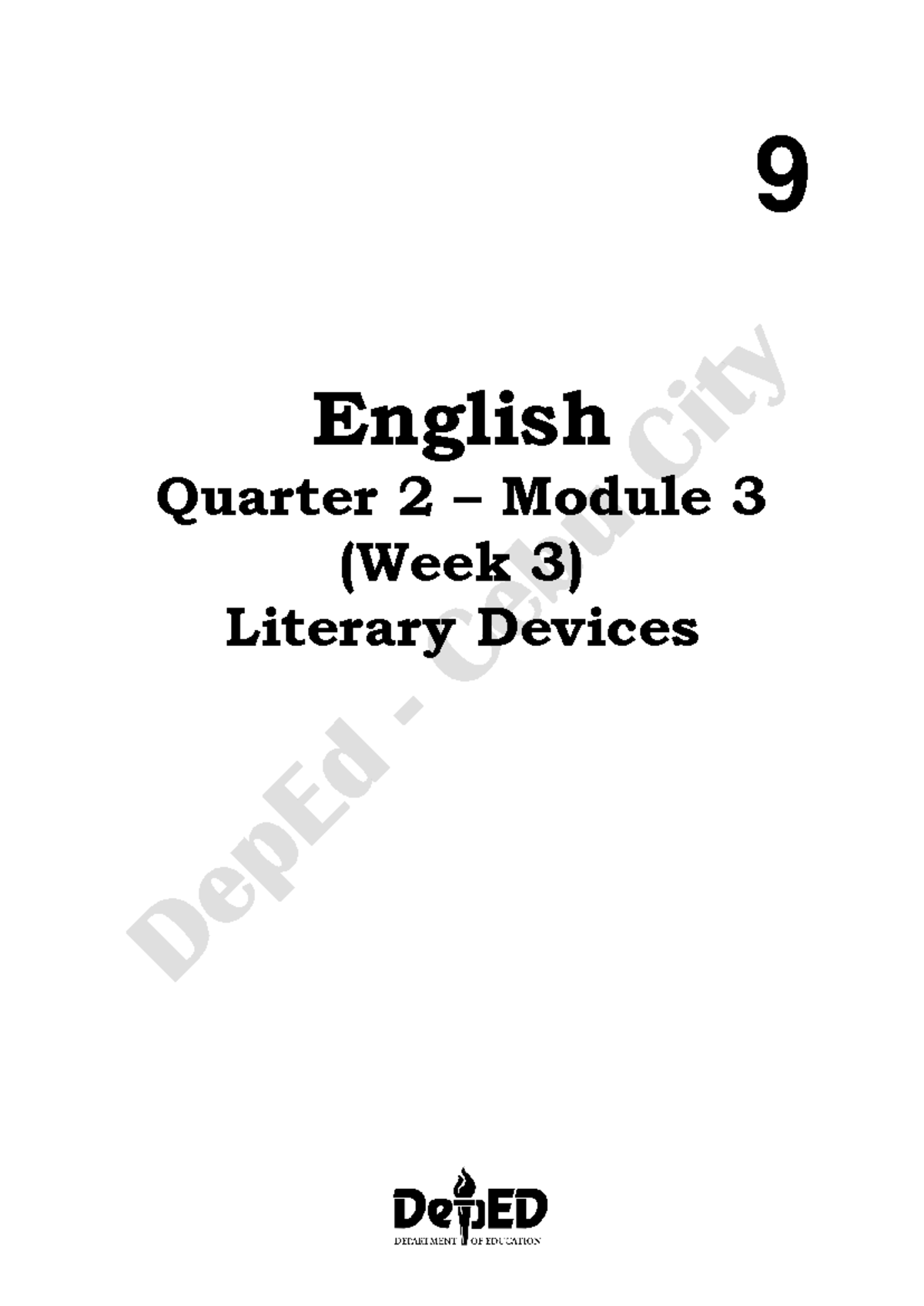 English 9 Quarter 2 Module 3 (Literary Devices) - 9 English Quarter 2 ...
