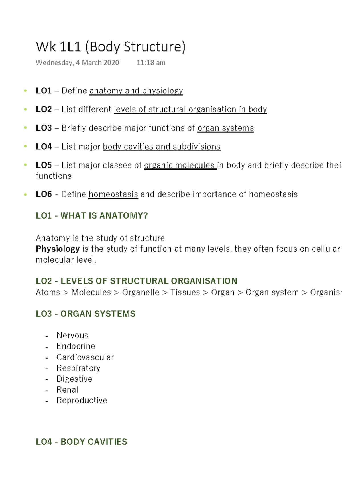 Wk 1L1 (Body Structure) - Warning: TT: undefined function: 5 Warning ...
