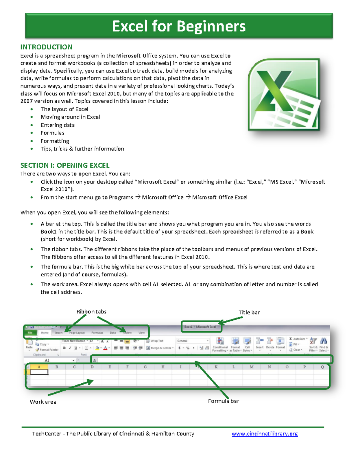 Excel-beginners-2 - INTRODUCTION Excel is a spreadsheet program in the ...