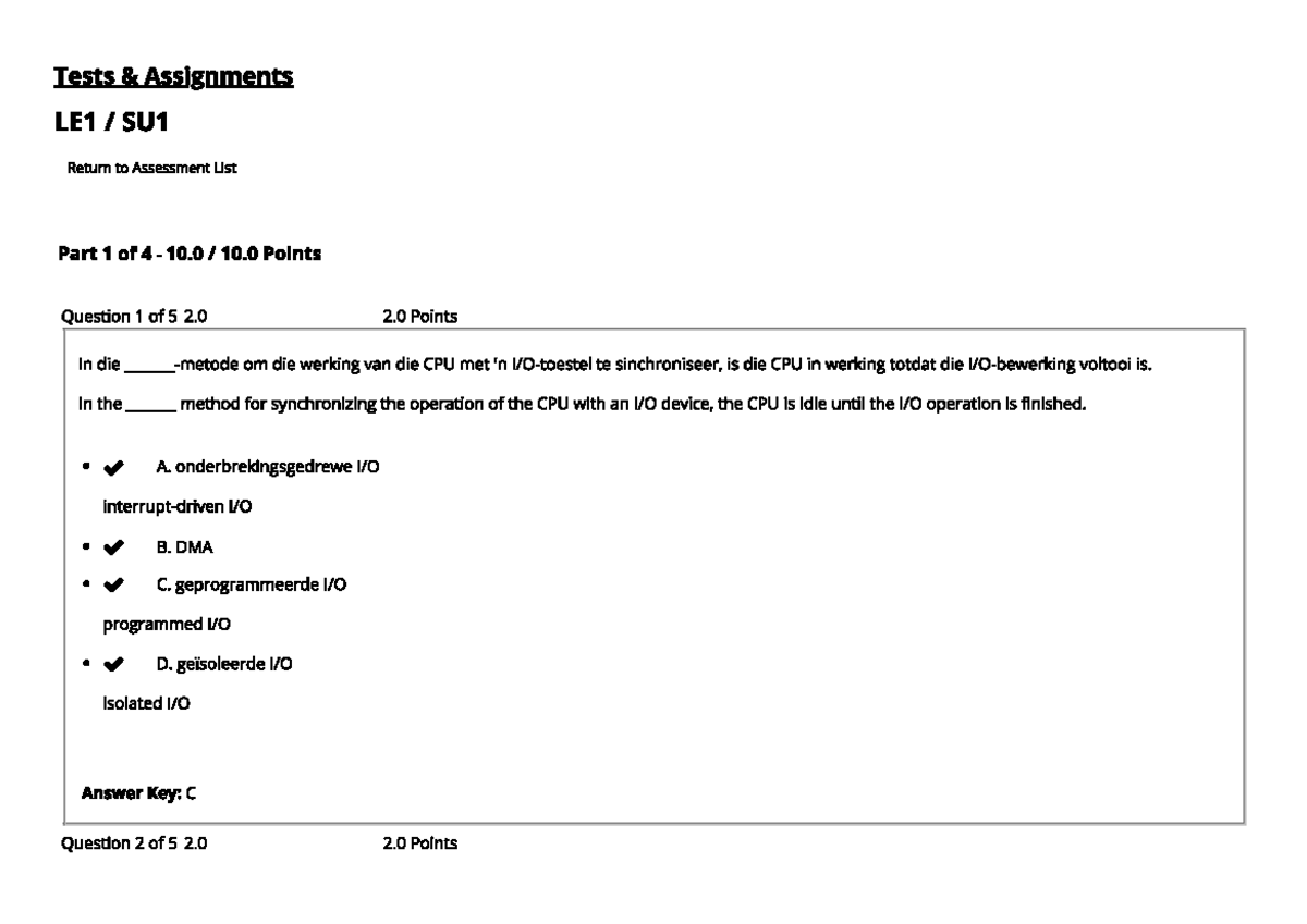 SU1 Memo - SU1 Memo - Tests & Assignments LE1 / SU1 Return to ...