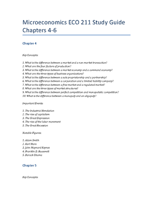 Microeconomics ECO 211 Study Guide Chapters 1-3 - Microeconomics ECO 211 Study Guide Chapters 1 ...