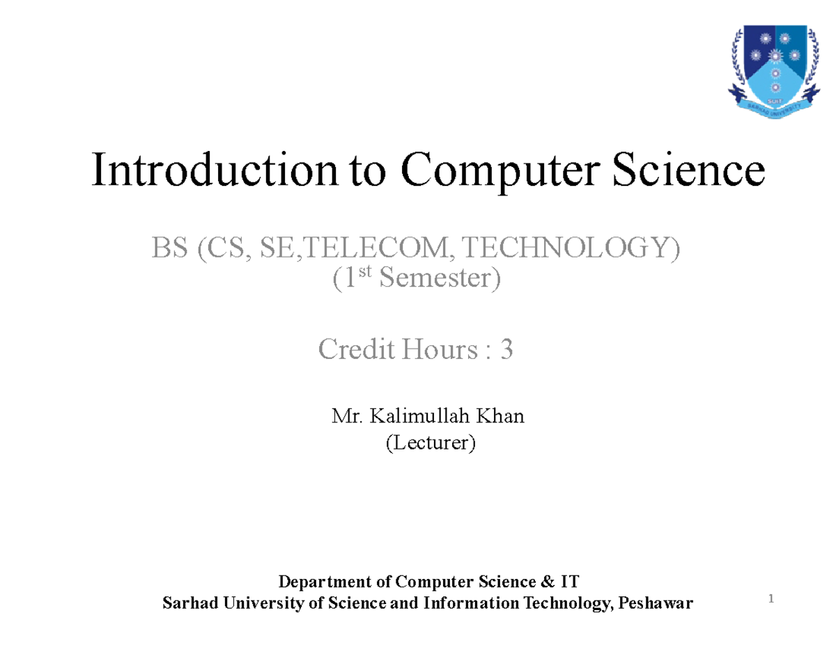 Week # 05 - Lecture 05 - Introduction to Computer Science BS (CS, SE ...
