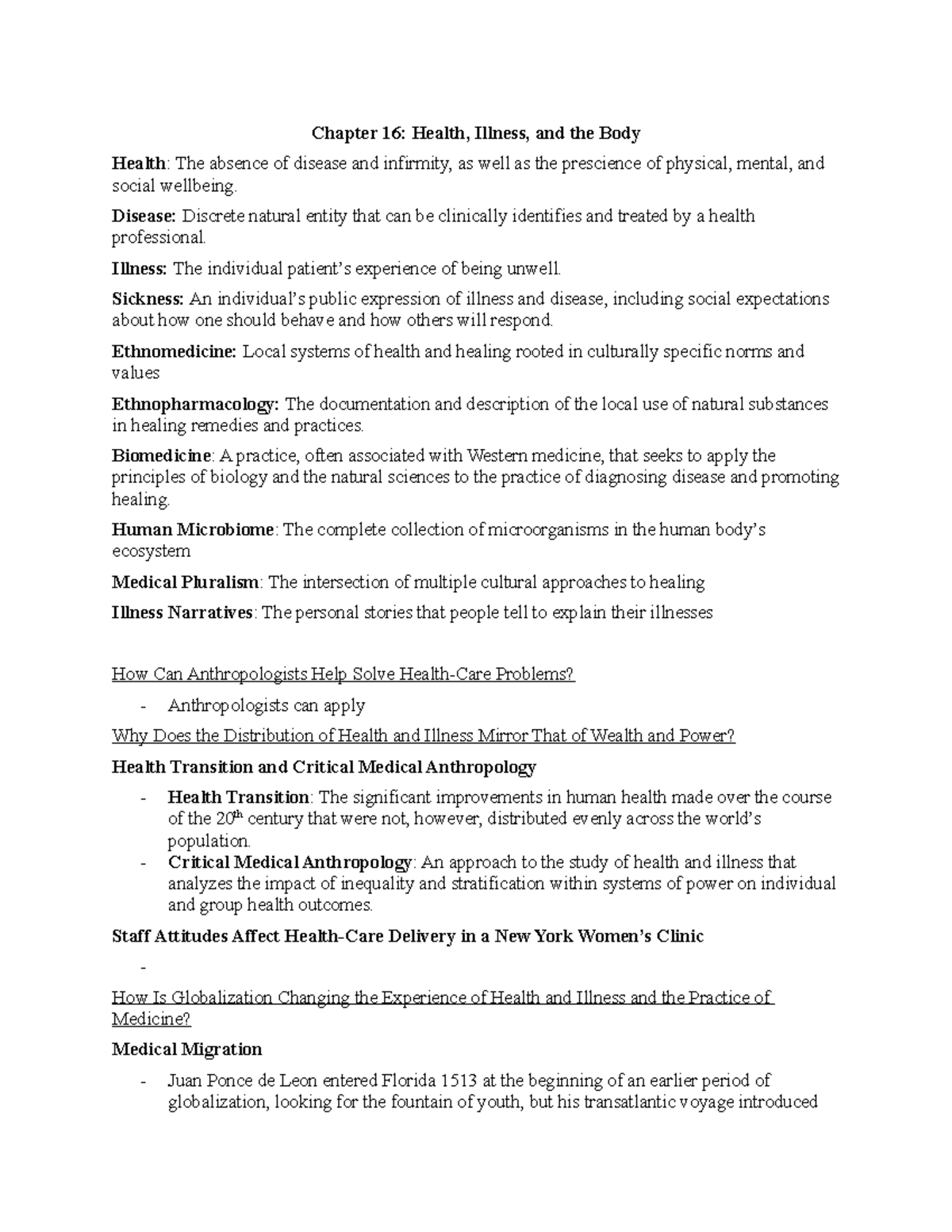 Chapter 16 -Health, Illness, and the Body - Disease: Discrete natural ...