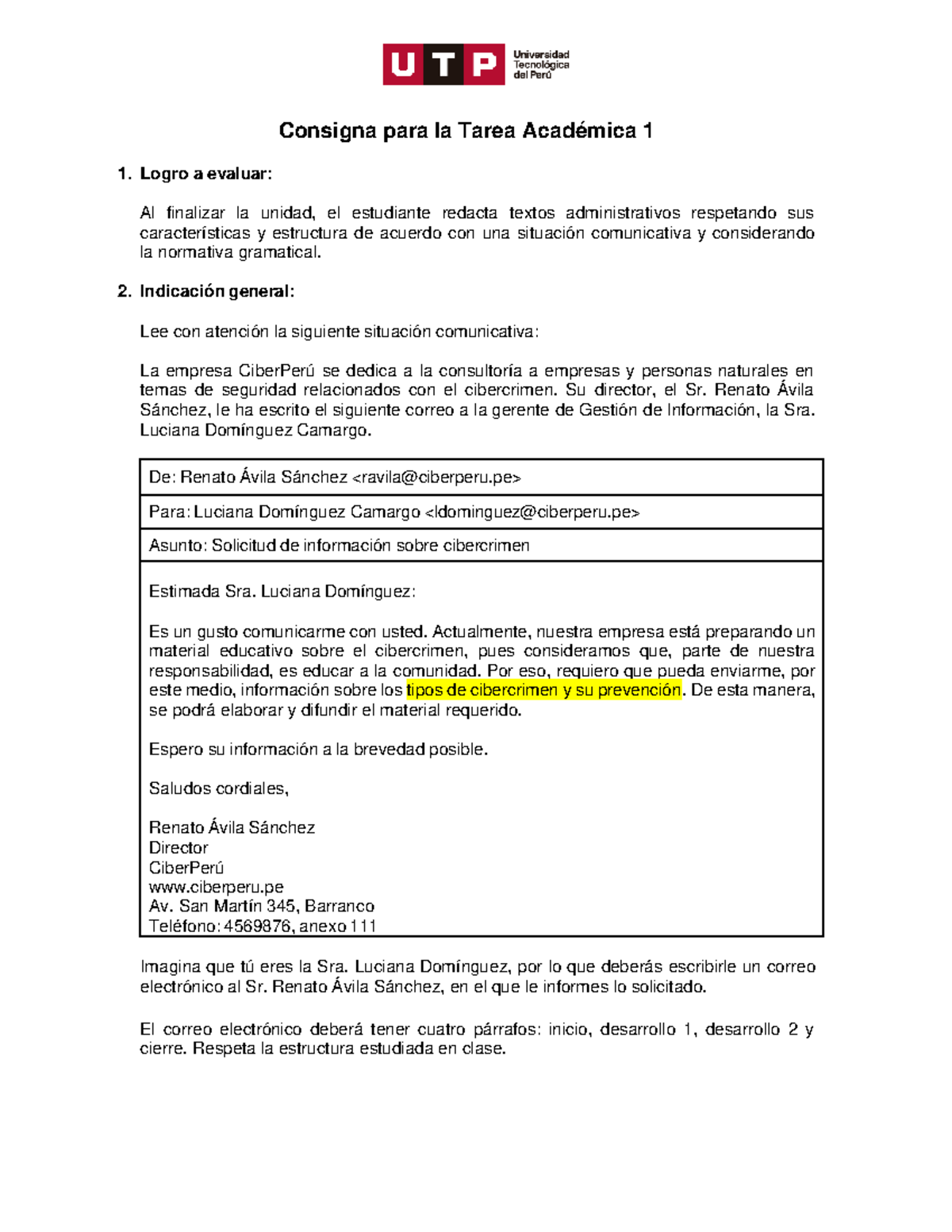 Tarea Academica 1 (TA1) - grupo - Consigna para la Tarea Académica 1 1. Logro a evaluar: Al ...