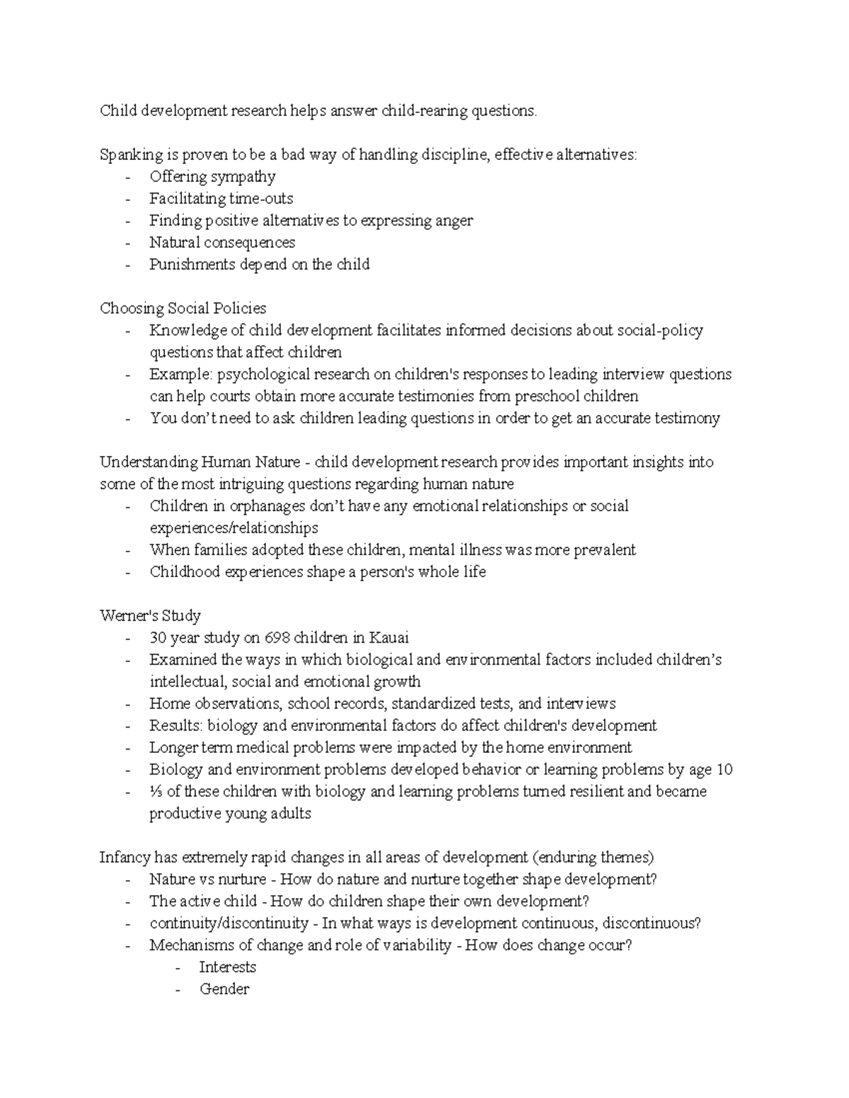 8 25 Class Notes - Child development research helps answer child ...