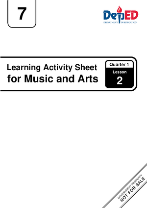Q1 WS Music and Arts 7 Lesson 5 Week 8 - Learning Activity Sheet for Music and Arts 7 Quarter 1 ...