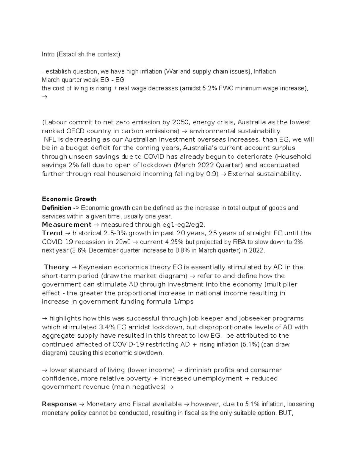 Eco Topic 3 - Study notes - Intro (Establish the context) establish ...