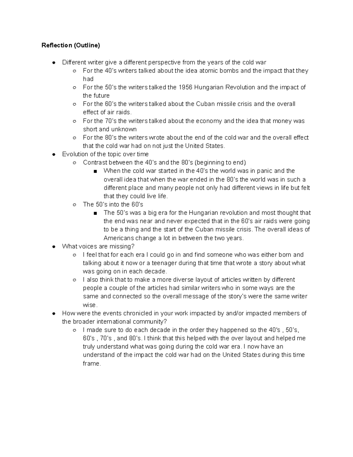 Reflection outline - Reflection (Outline) Different writer give a ...