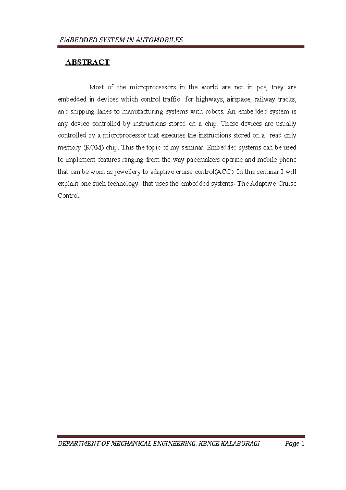 Embedded-System-In-Automobiles - ABSTRACT Most of the microprocessors ...