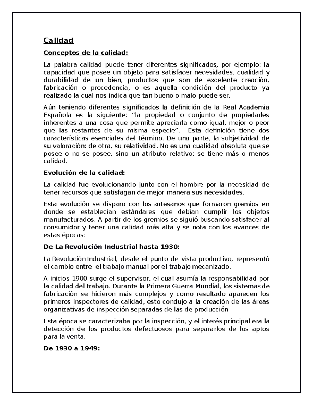 Conceptos de la calidad. - Calidad Conceptos de la calidad: La palabra ...
