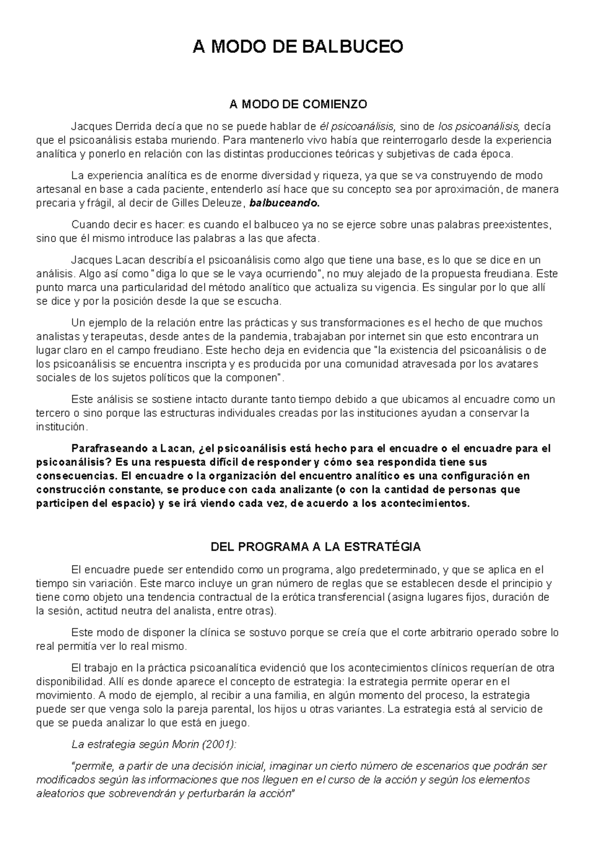 A MODO DE Balbuceo - Resumen Entrevista Psicológica - A MODO DE ...