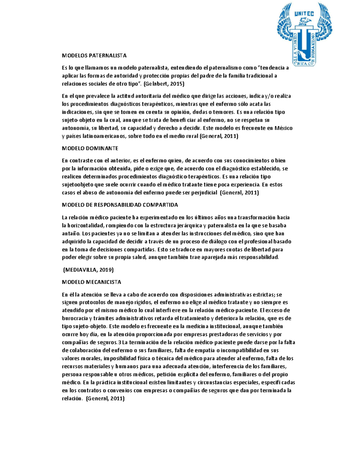 Modelos DE Relacion Profesional DE LA Salud- Paciente - MODELOS ...