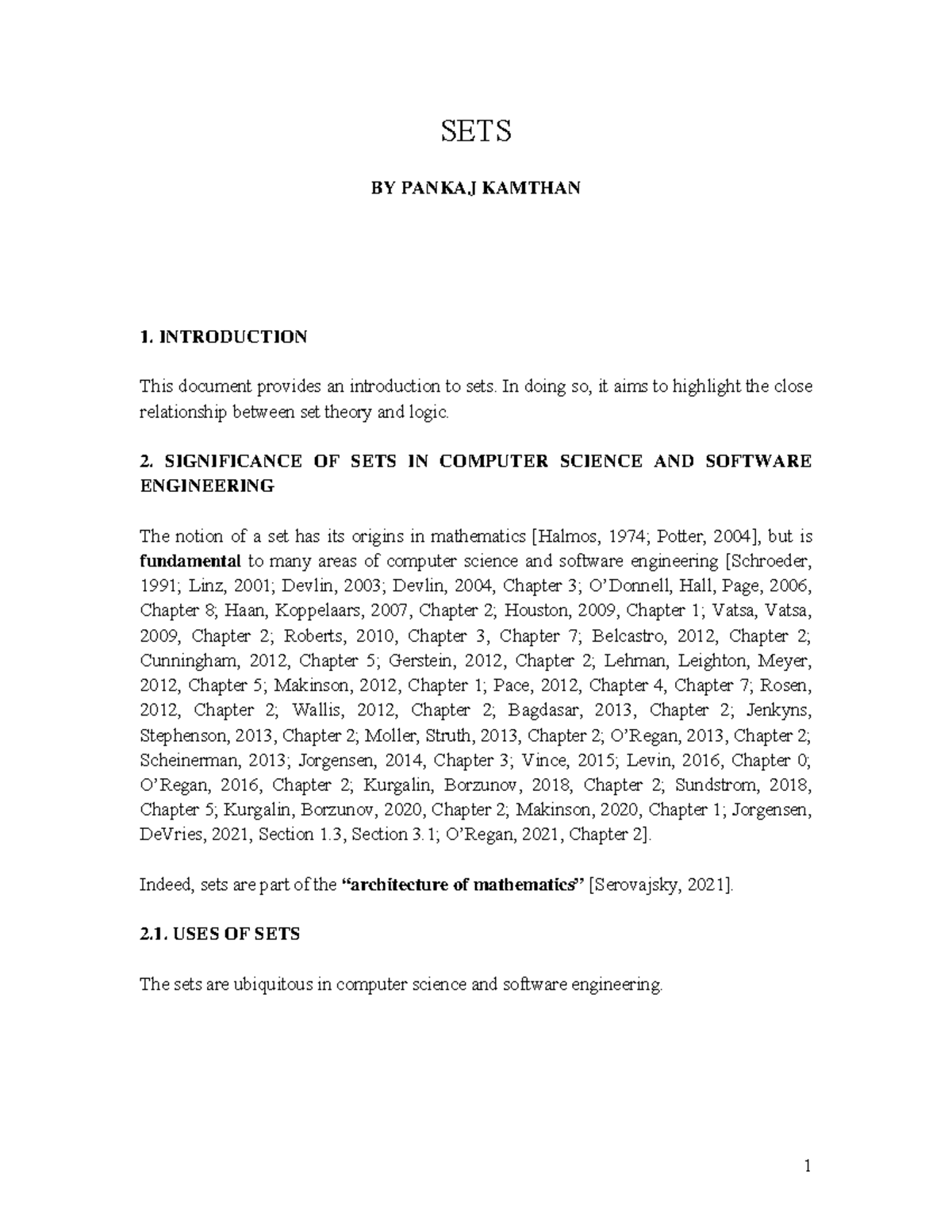 Sets - This lecture notes on sets chapter - SETS BY PANKAJ KAMTHAN 1 ...
