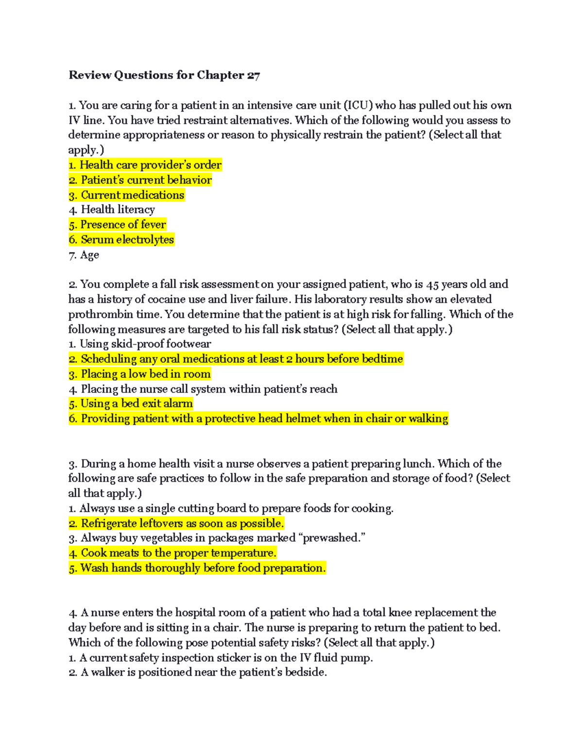 Skills exam notes and practice questions - Review Questions for Chapter ...