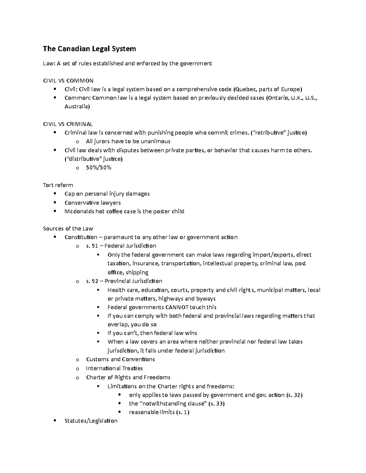 1. The Canadian Legal System - The Canadian Legal System Law: A set of ...