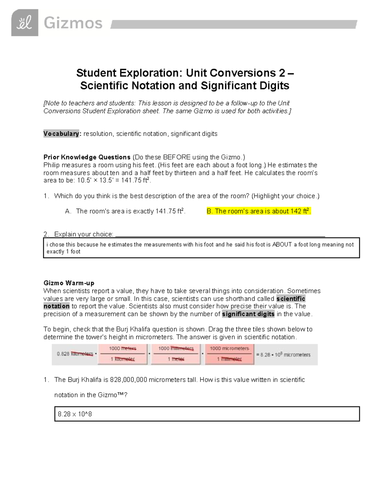 Copy of [Gizmos] Sig Fig Stud Sheet - Student Exploration: Unit ...