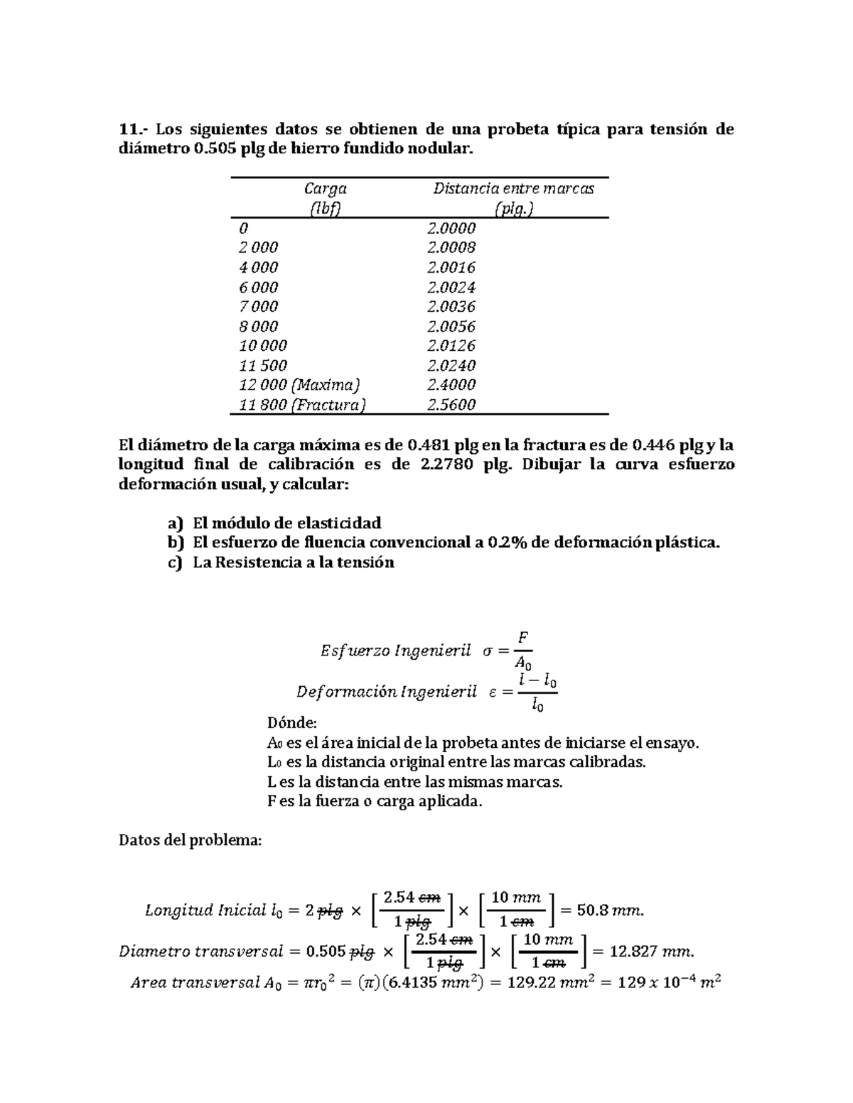 175302930 Problemas Materiales Final - 11.- Los siguientes datos se ...