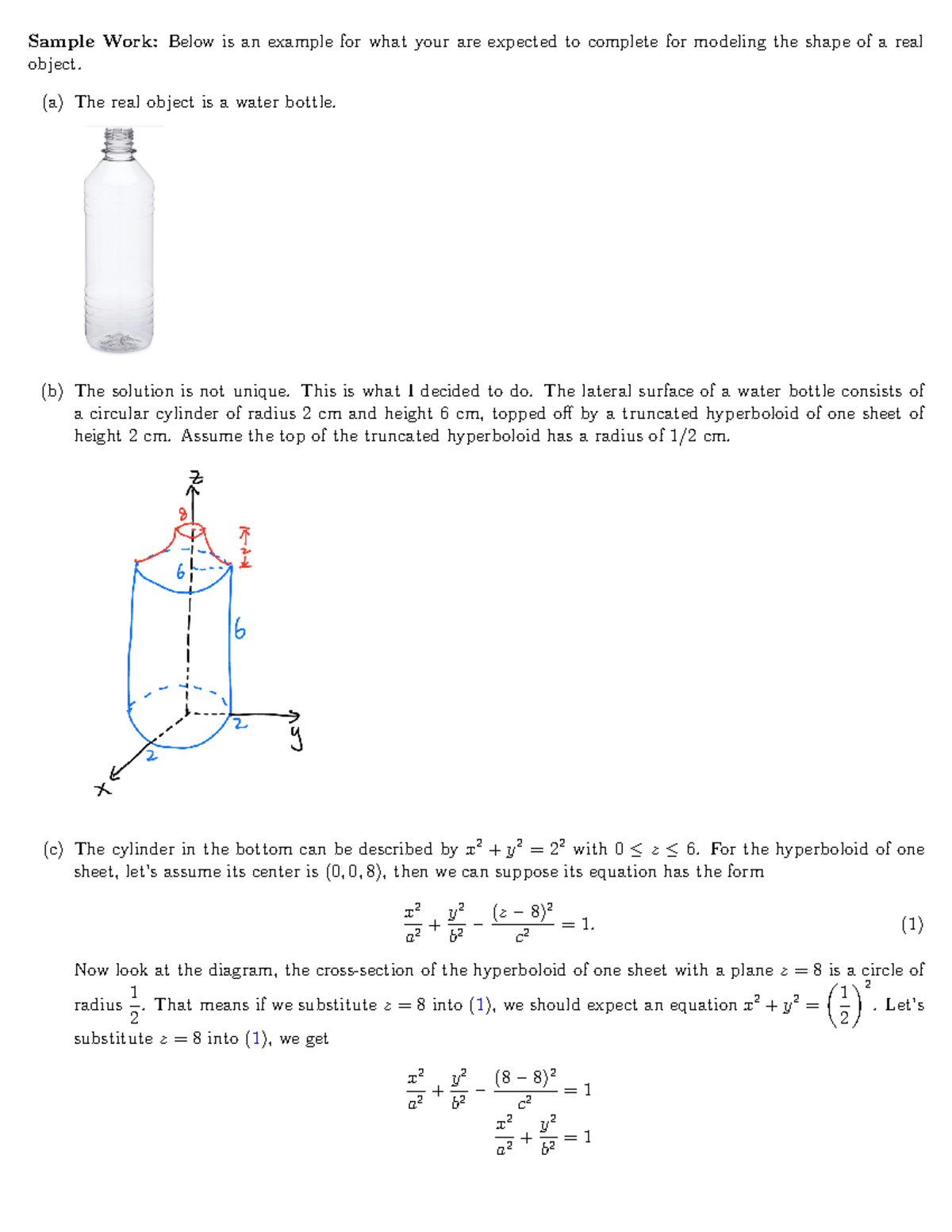 Sample Work for Modeling an Real Object - Sample Work: Below is an ...