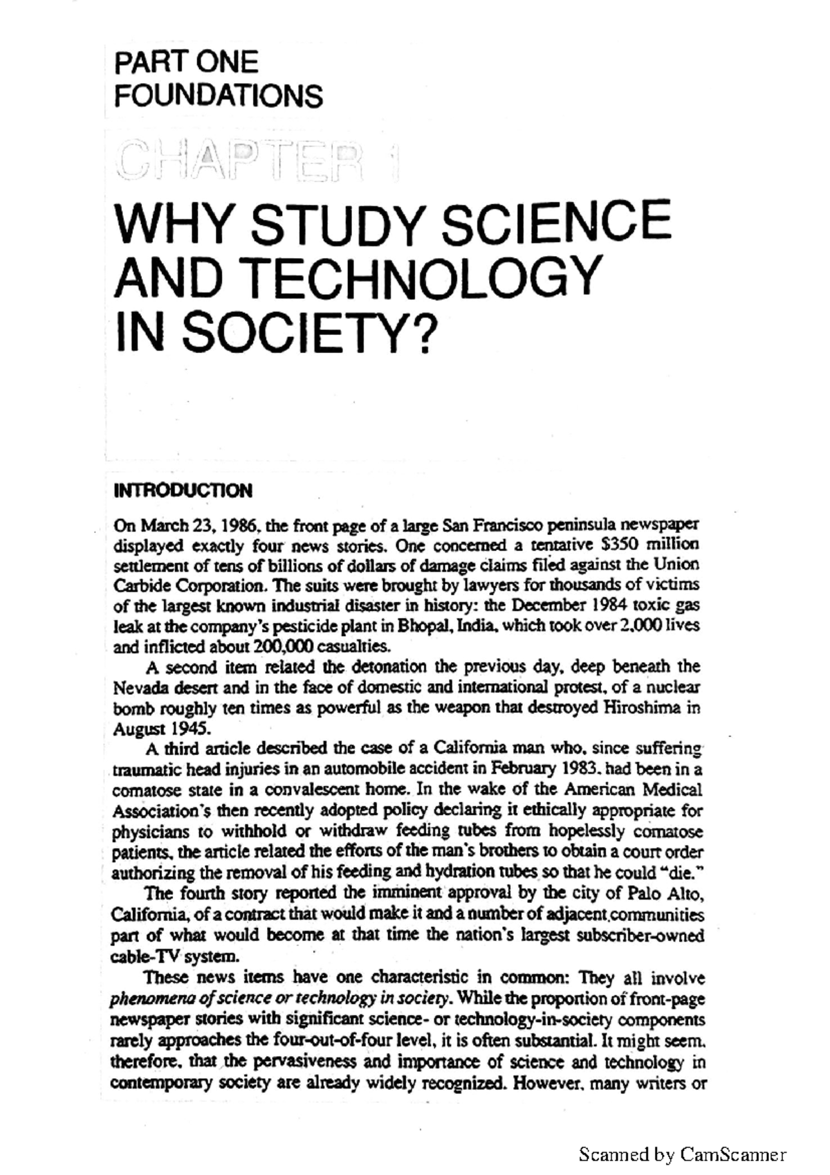 Mcginn STS c1-2 - STS-1 Lecture - PART ONE FOUNDATIONS CHAPTER WHY ...