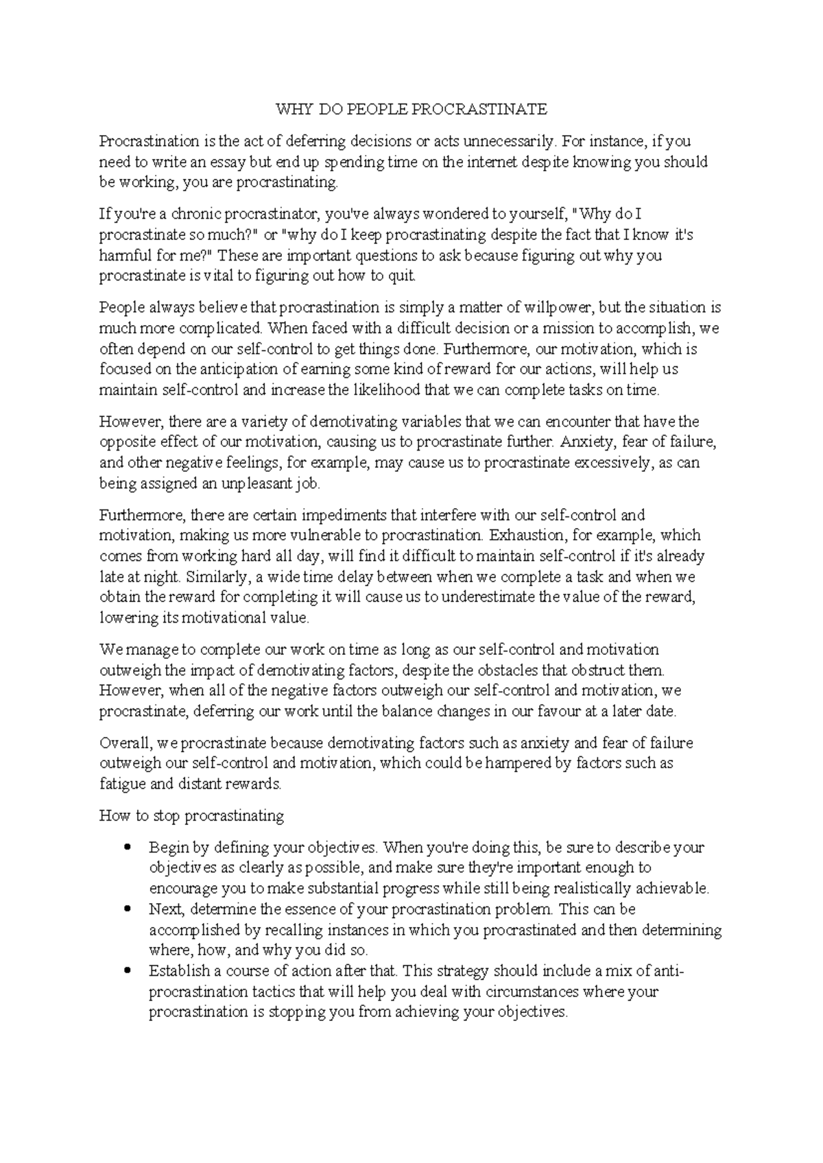 WHY DO People Procrastinate - WHY DO PEOPLE PROCRASTINATE ...