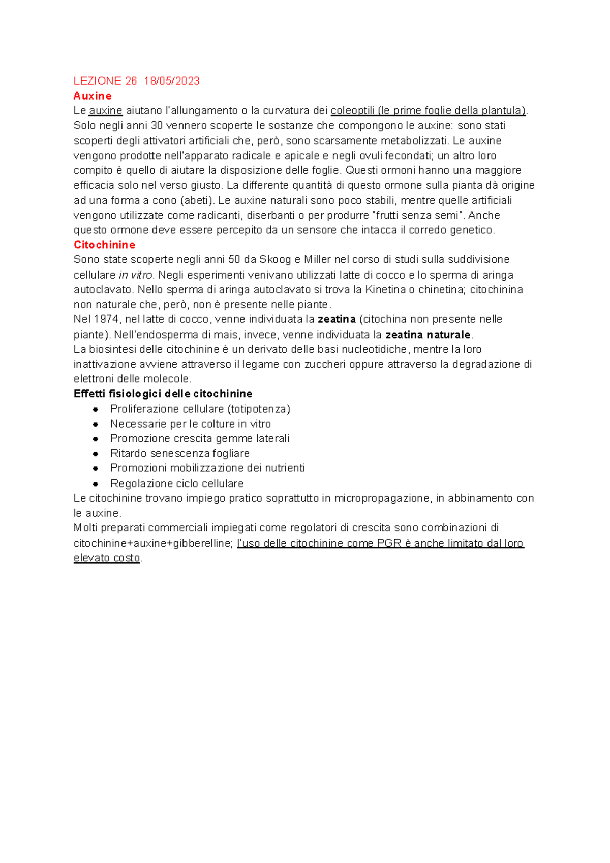 Fisiologia Vegetale prof Sabella lezione 26 - LEZIONE 26 18/05/ Auxine ...