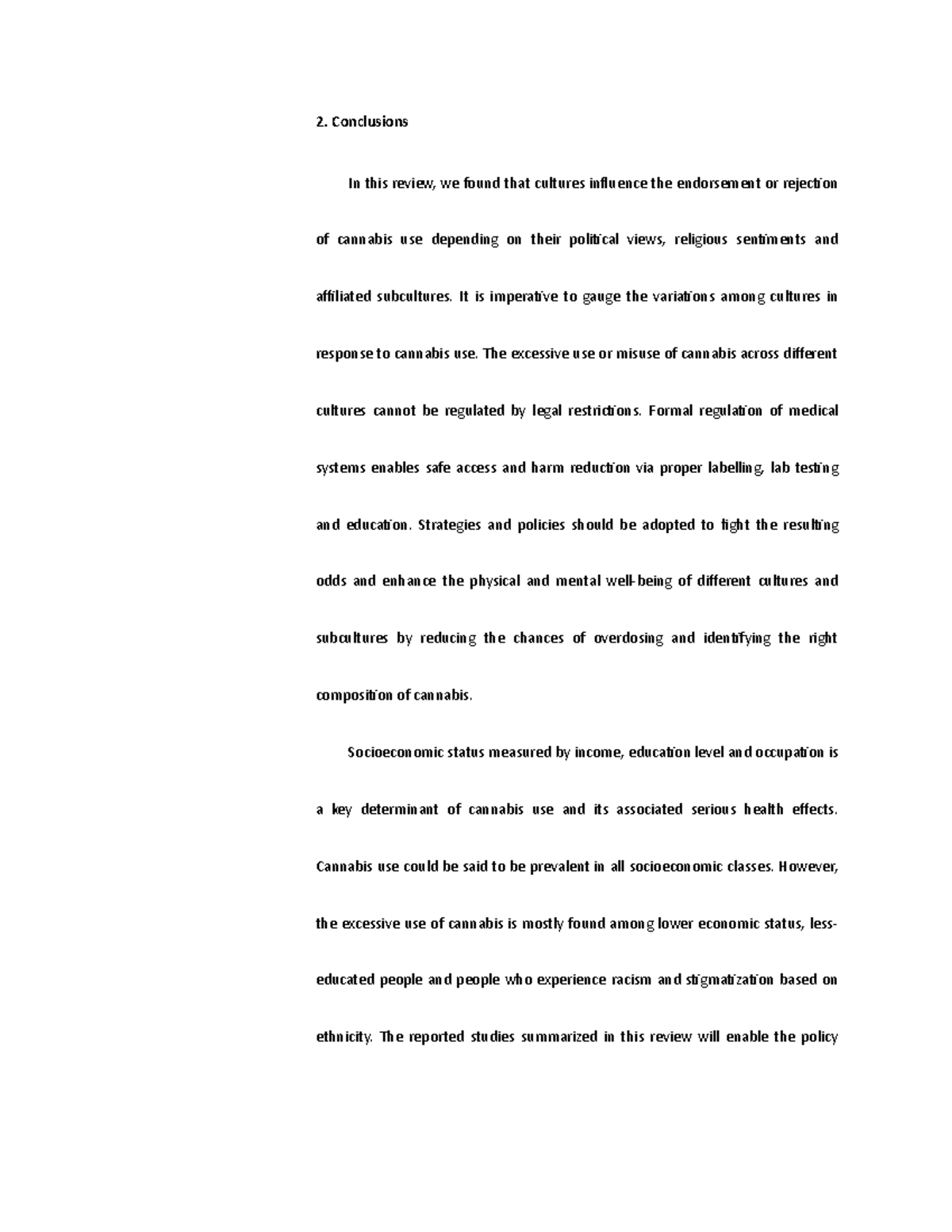 C8 - notes - Conclusions In this review, we found that cultures ...