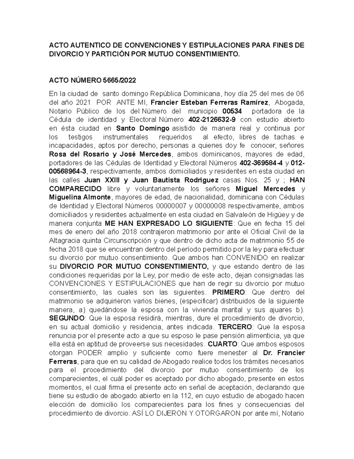 ACTO Autentico Derecho Notarial - ACTO AUTENTICO DE CONVENCIONES Y ...