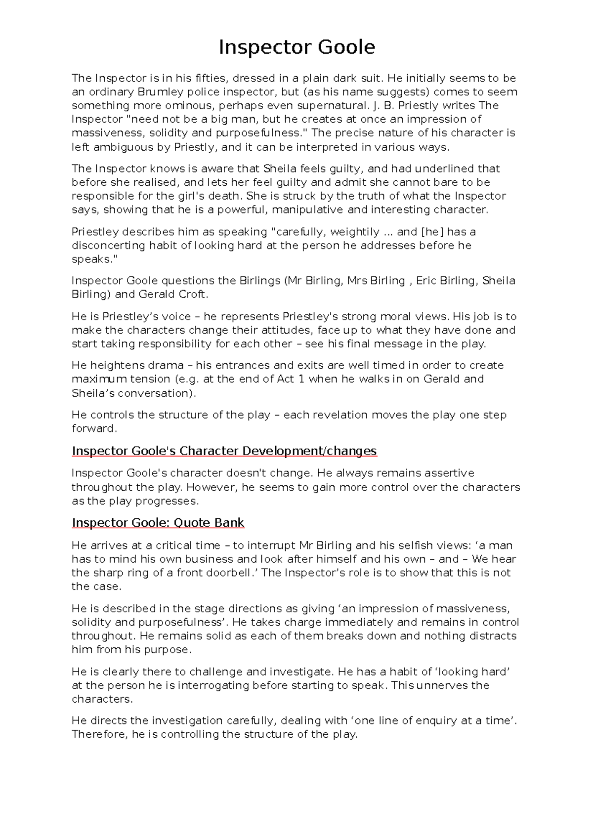 Inspector Goole - ugyg - Inspector Goole The Inspector is in his ...