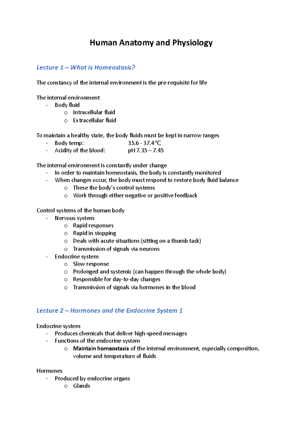 Human Anatomy and Physiology - Human Anatomy and Physiology Lecture 1 ...