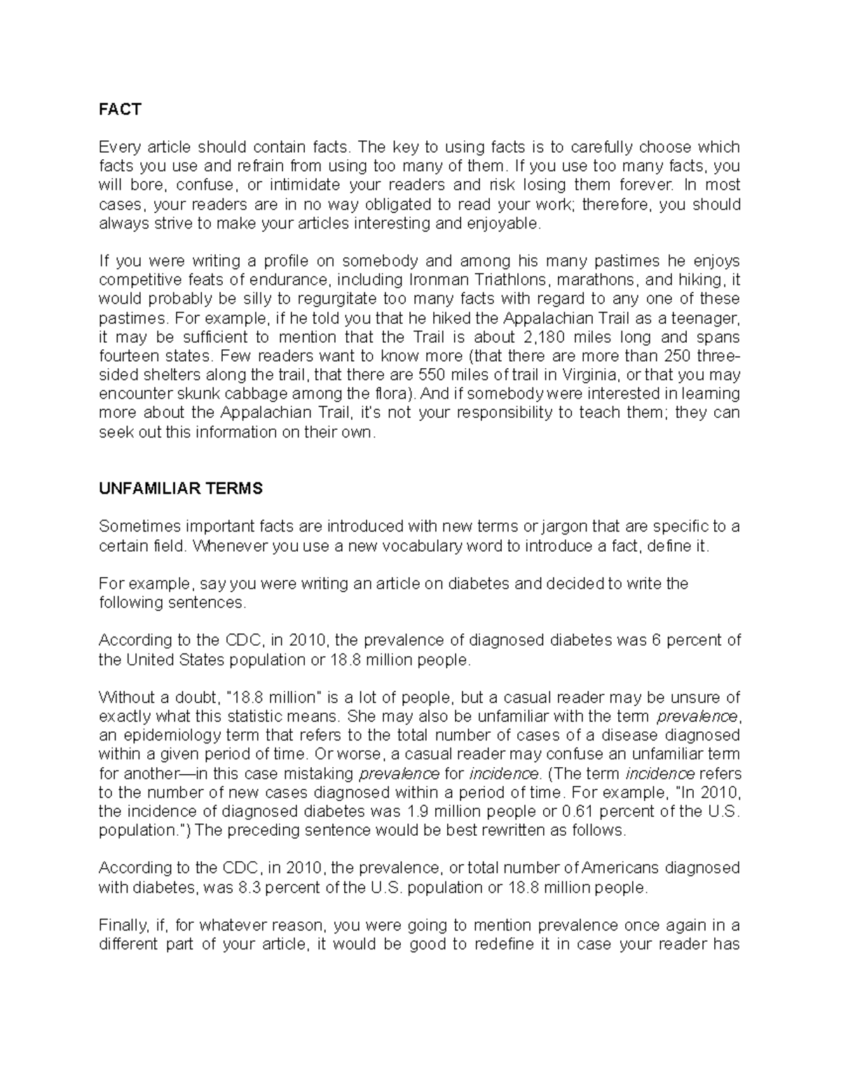 Fact - Lecture notes in Fact - FACT Every article should contain facts ...