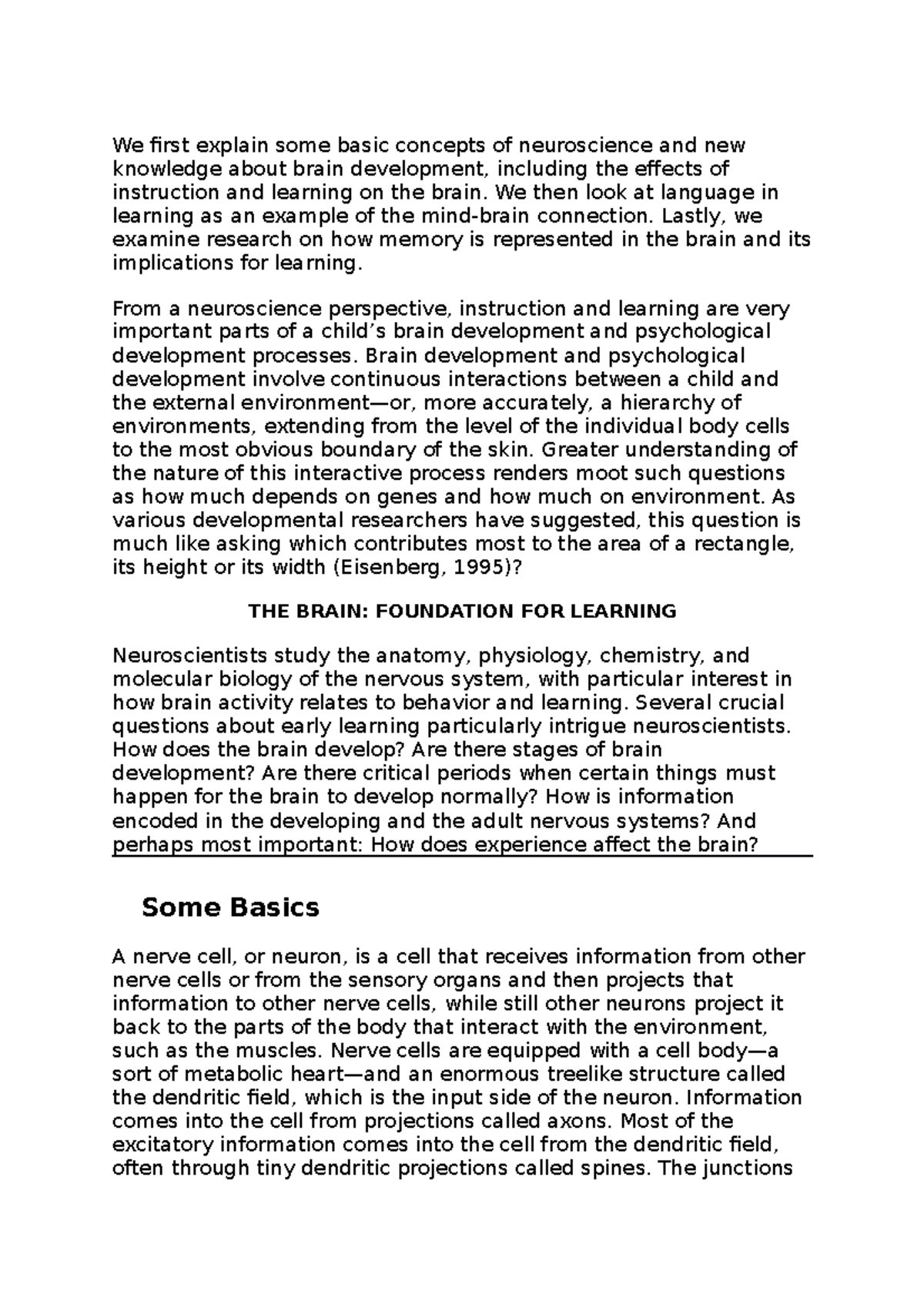 Brain 2 - Lecture notes 1 - We first explain some basic concepts of ...