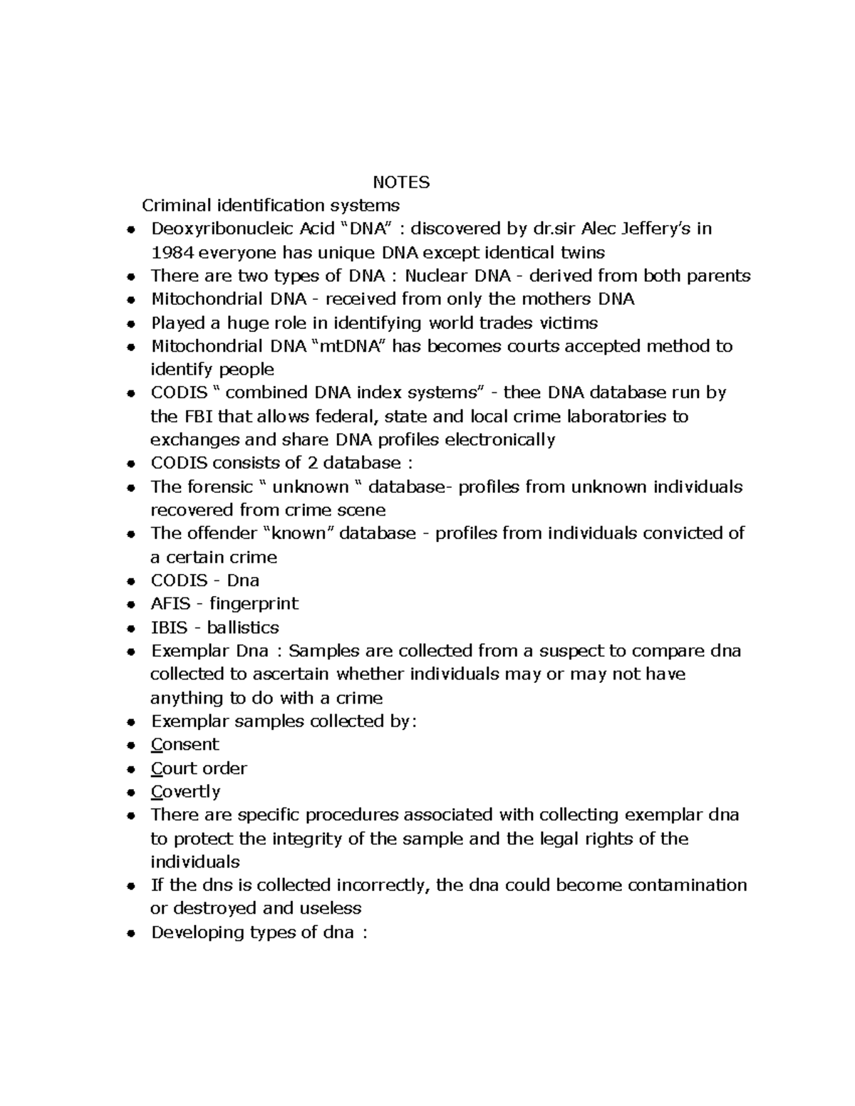 PSC 107 Notes-3 - Professor Alfred - NOTES Criminal identification ...