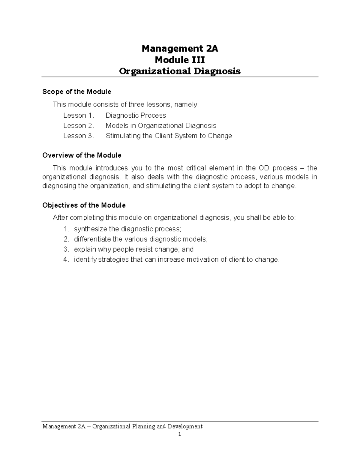 Management 2A - Module III - Management 2A – Organizational Planning ...