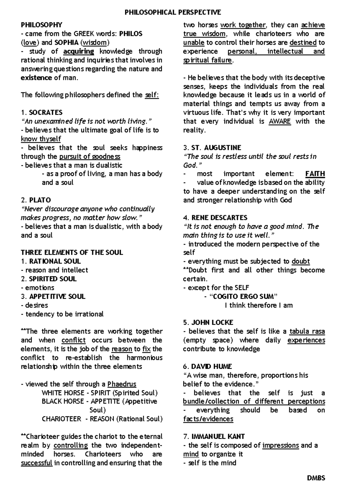 Lesson 1 Philosophical Perspective - PHILOSOPHICAL PERSPECTIVE DMBS ...