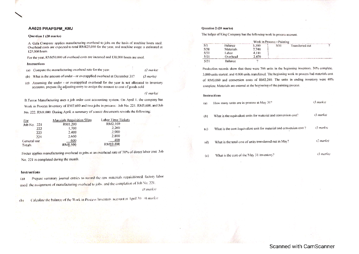 AA025 KMJ - example of question - accounting - Studocu