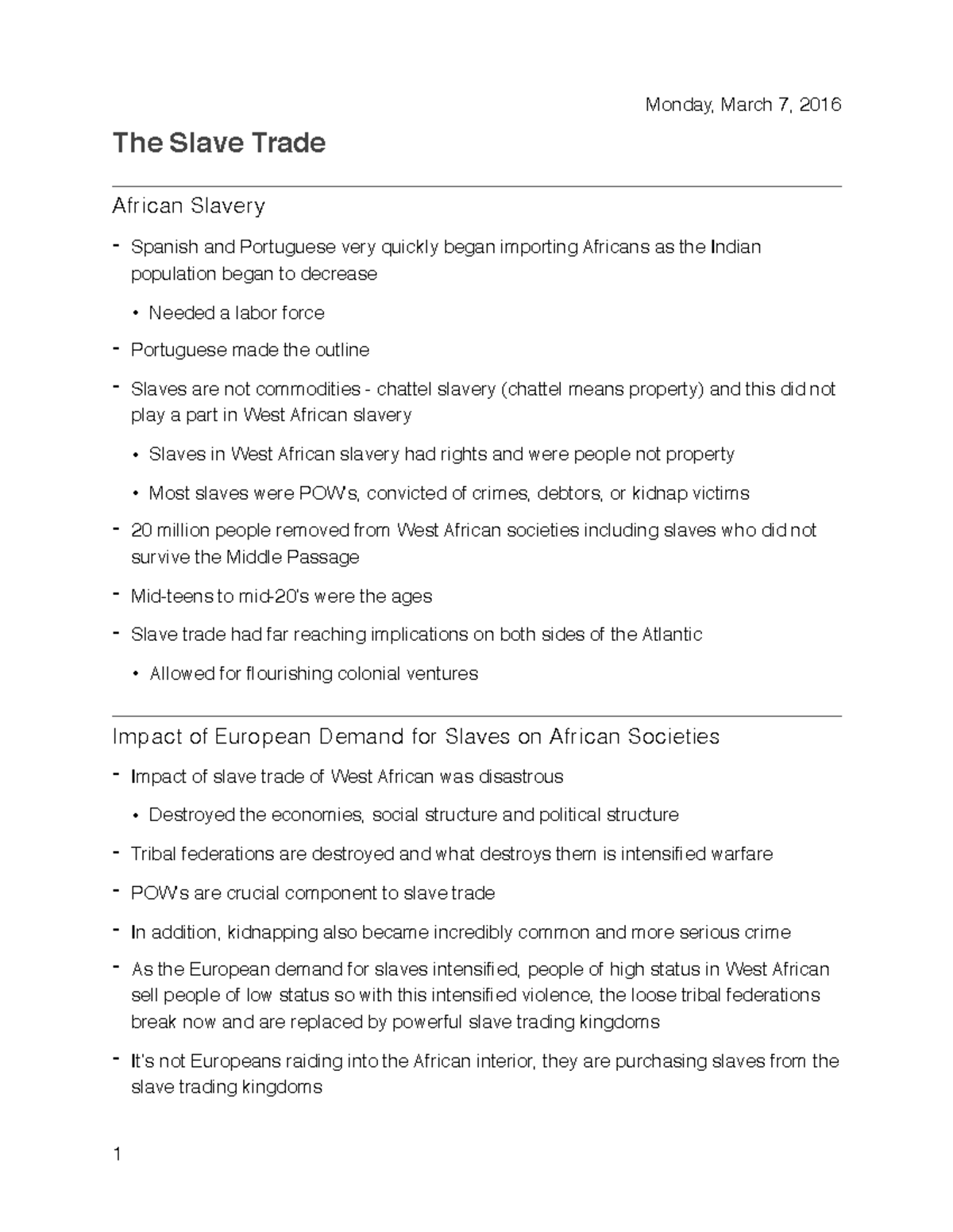 The Slave Trade Slavery in the Americas - The Slave Trade African ...