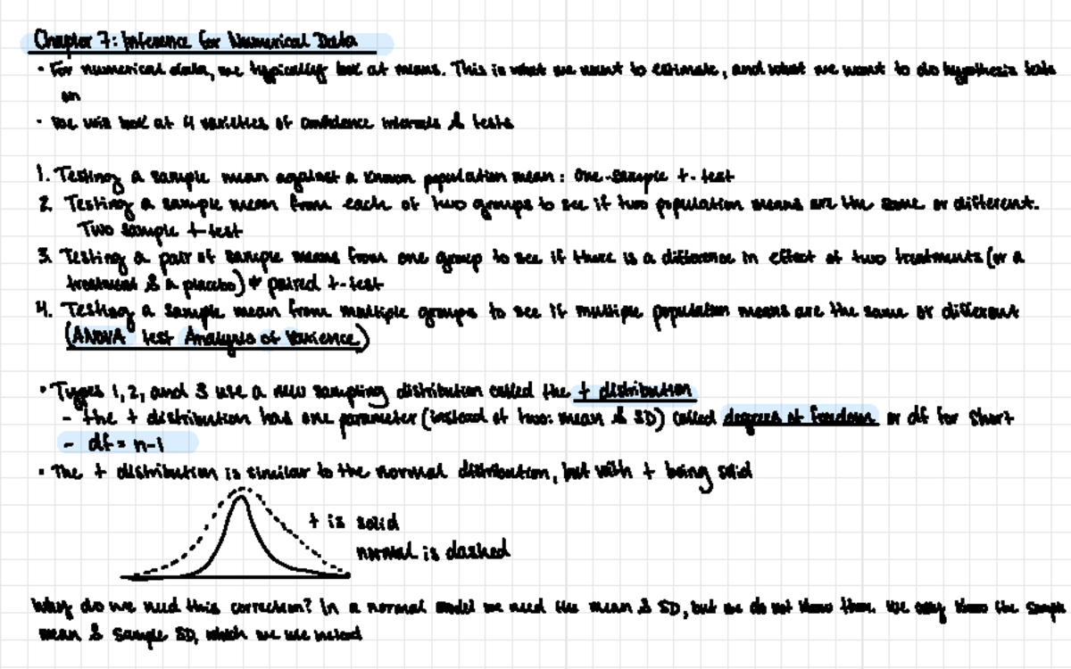 Chapter 7 Inference For Numerical Data - Chapter 7 : Inference for Numerical Data For numerical ...