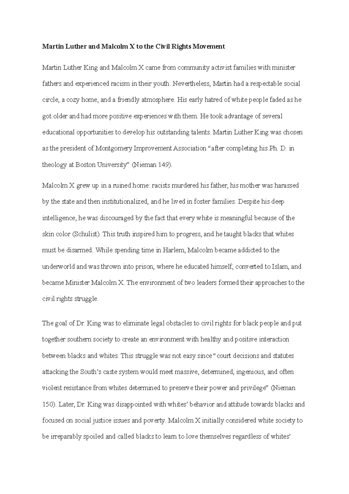 Martin Luther and Malcolm X to the Civil Rights Movement - Nevertheless ...