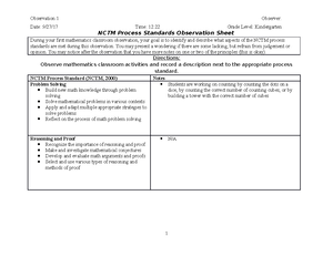 Observation 2 Student Learning Observation Sheet - Observation 2 ...