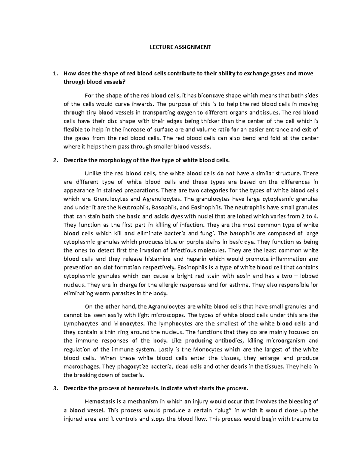 Nursing - Blood (Lecture) Practice Test - LECTURE ASSIGNMENT How does ...