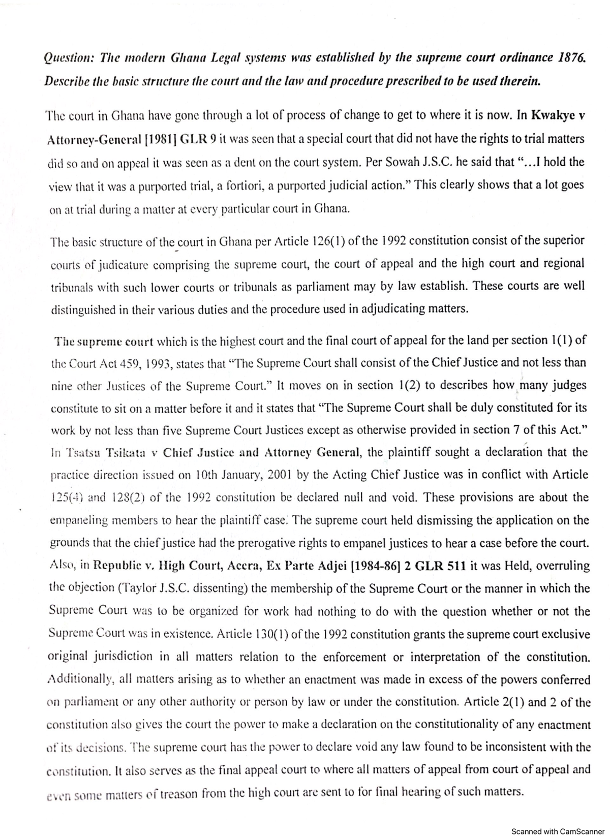 Composition of the Courts in Ghana - Ghana legal system - Studocu