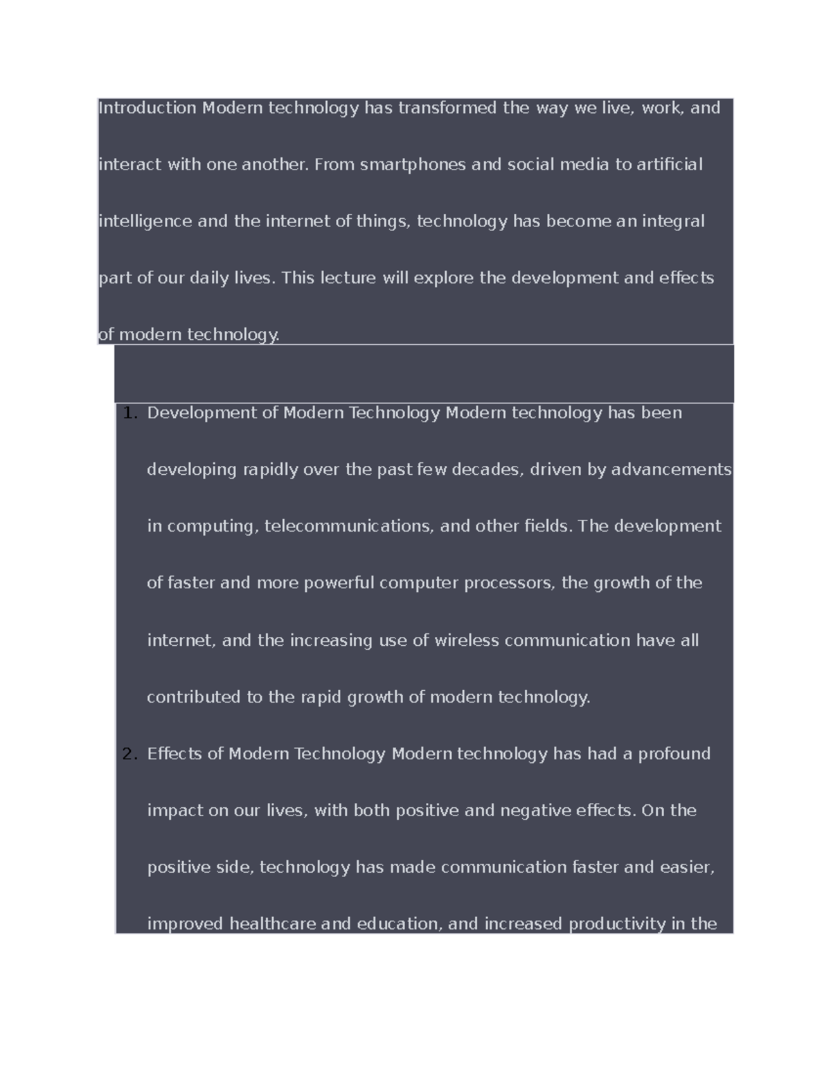 Introduction Modern technology has transformed the way we live - From ...