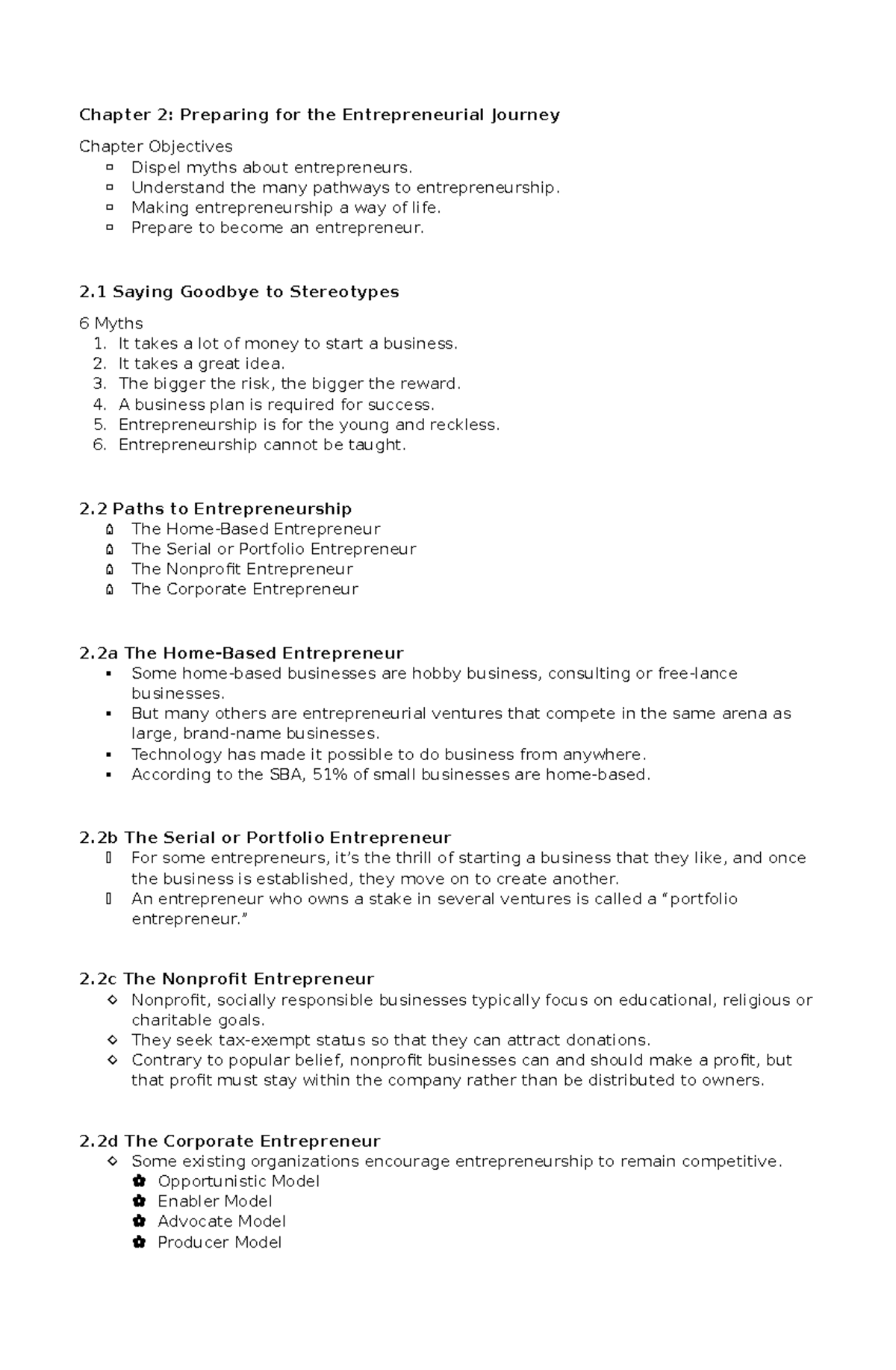 Chapter 2 - None - Chapter 2: Preparing for the Entrepreneurial Journey ...