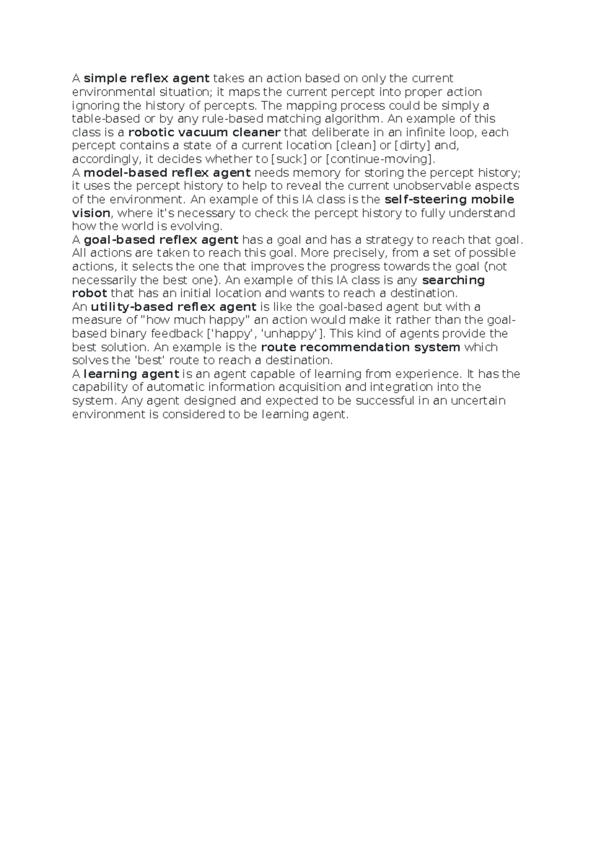 Agent Example Sxdcsdcsd A Simple Reflex Agent Takes An Action Based