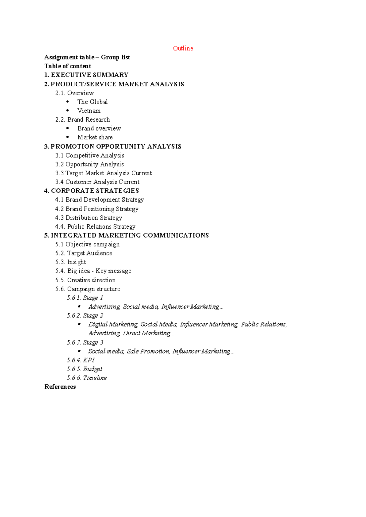 IMC-final-outline - IMC - Outline Assignment table – Group list Table ...