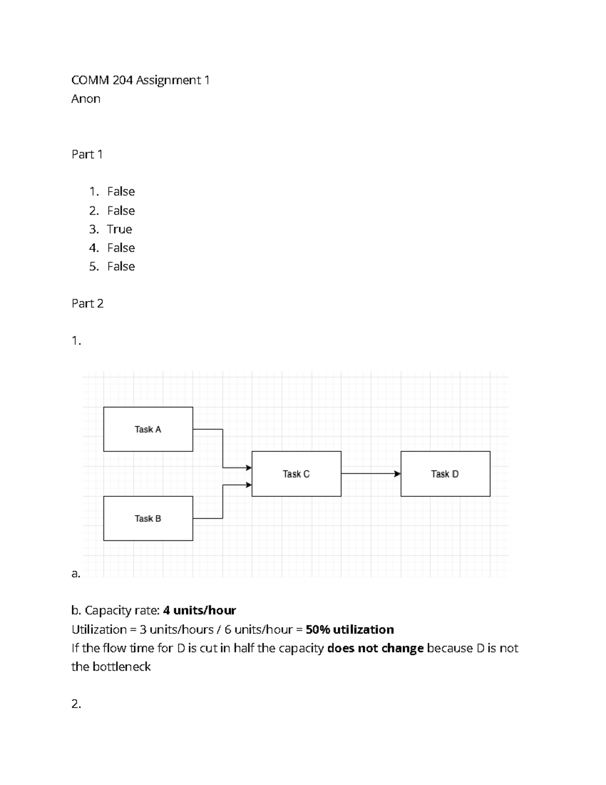 204 Assignment - COMM 204 Assignment 1 Anon Part 1 False False True ...