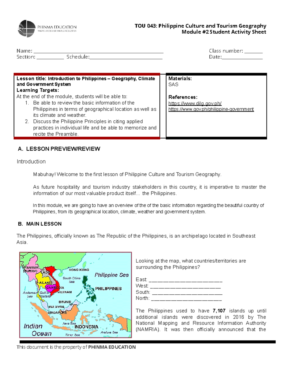 SAS#2 - TOU 043 - Sas - Module #2 Student Activity Sheet Name: - Studocu